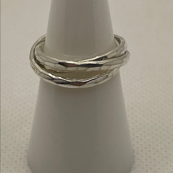 Jewelry | Hammered Sterling Silver Triple Interlocked Rolling Ring ...